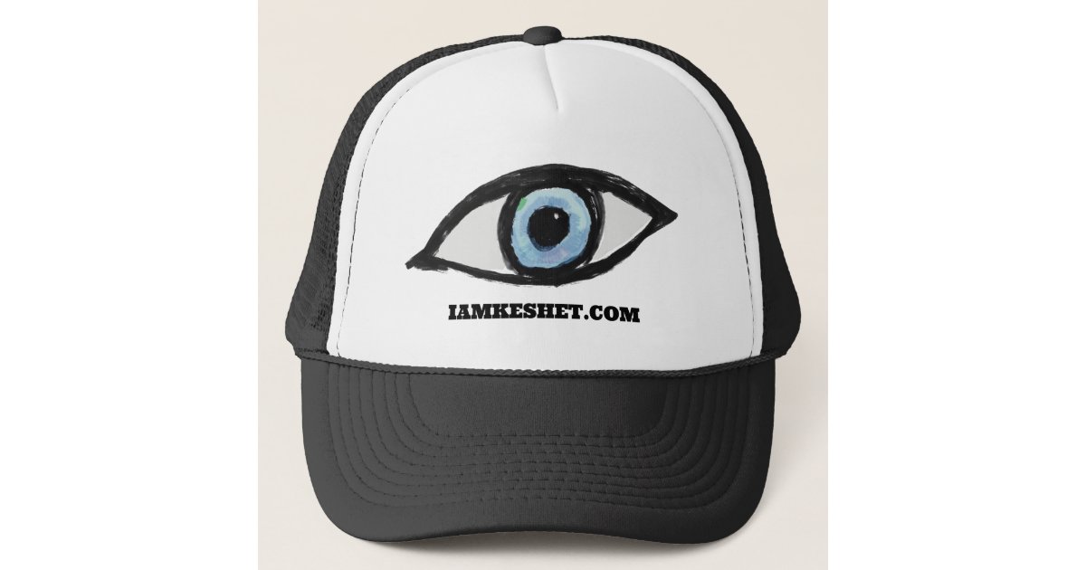 BLACK AND WHITE EVIL EYE HAT, EVIL EYE HAT, TRUCKER HAT | Zazzle