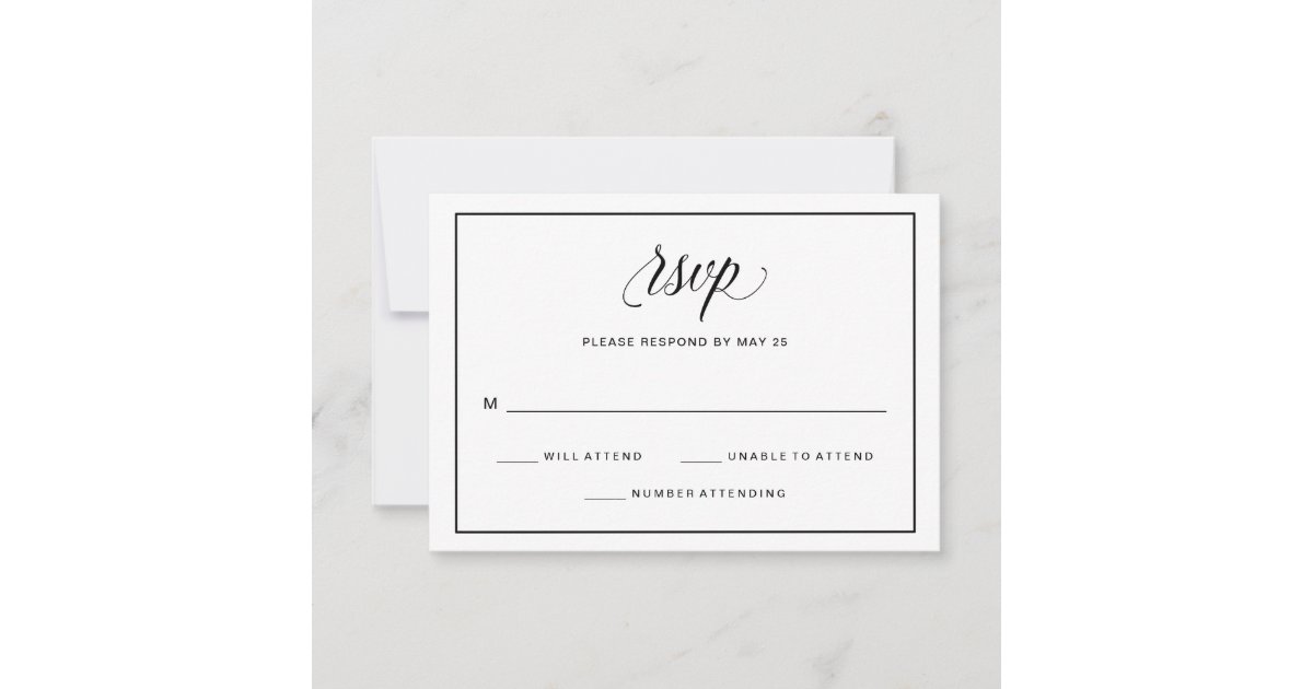 Black and White Fancy Script Wedding RSVP | Photo | Zazzle
