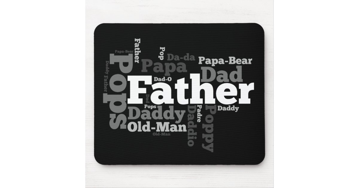 Black and White Father Word Collage Mouse Pad | Zazzle