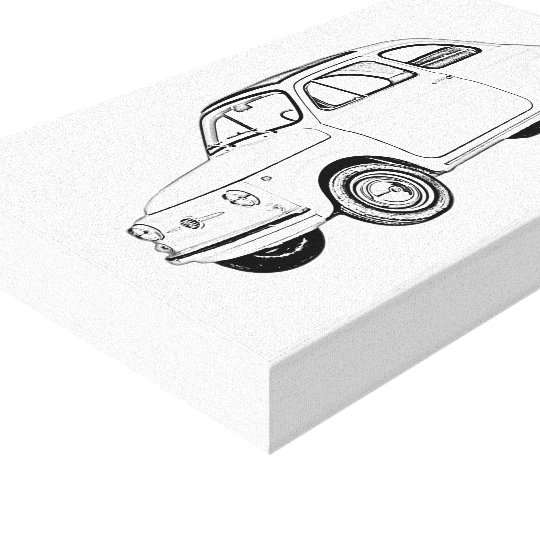 Black and White Fiat 500 Topolino Drawing Canvas Print | Zazzle.com