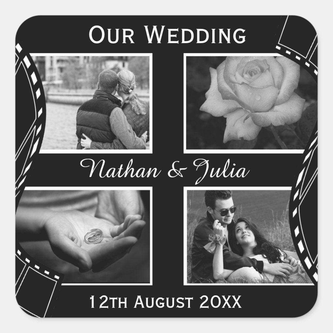 Black and White Film Reel Square Sticker | Zazzle