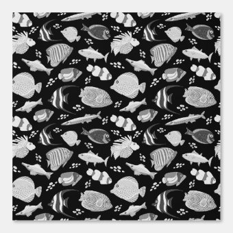 Black and White fish pattern Wallpaper | Zazzle