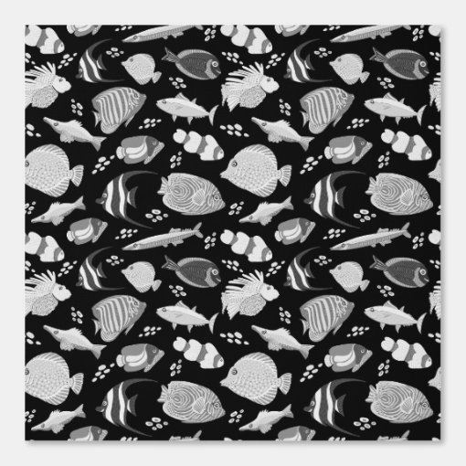 Black and White fish pattern Wallpaper | Zazzle