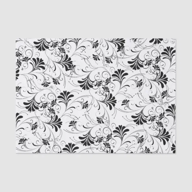 Black and White Floral Pattern Tissue Paper | Zazzle