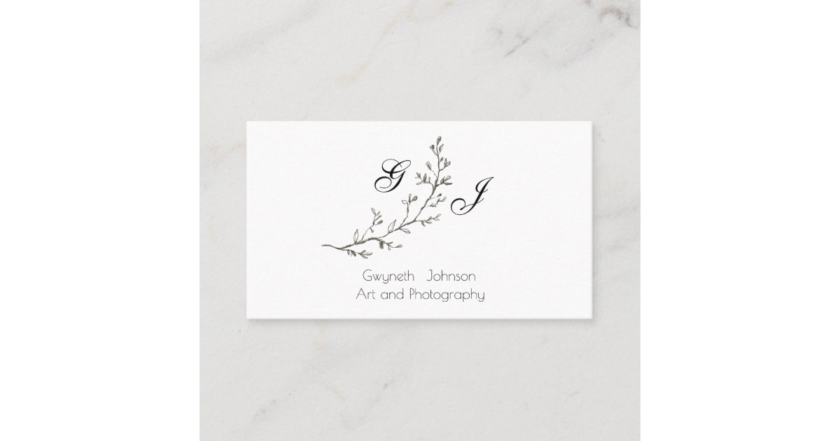 Black and White Flower Stem Business Card | Zazzle