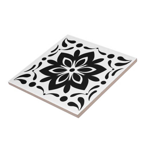 Black and White Flower tiles | Zazzle