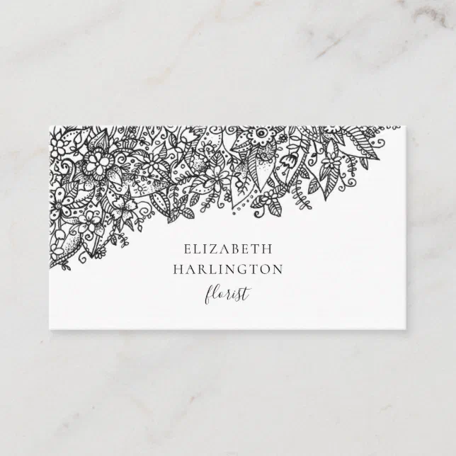 Black and white flowers card. Modern botanical Business Card | Zazzle