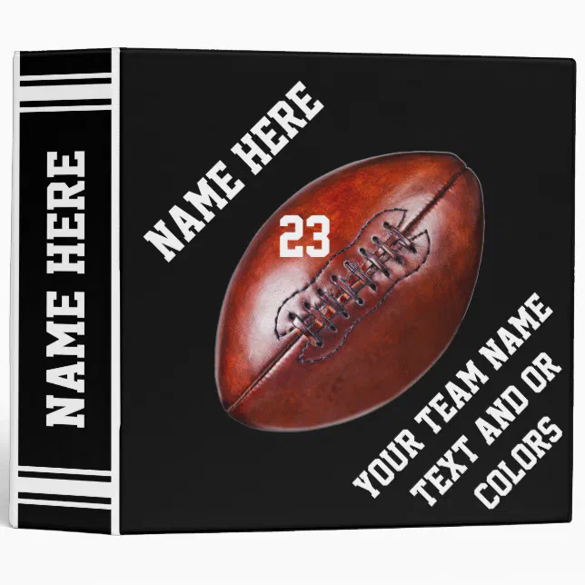 Black and White Football Binder Album PERSONALIZED | Zazzle