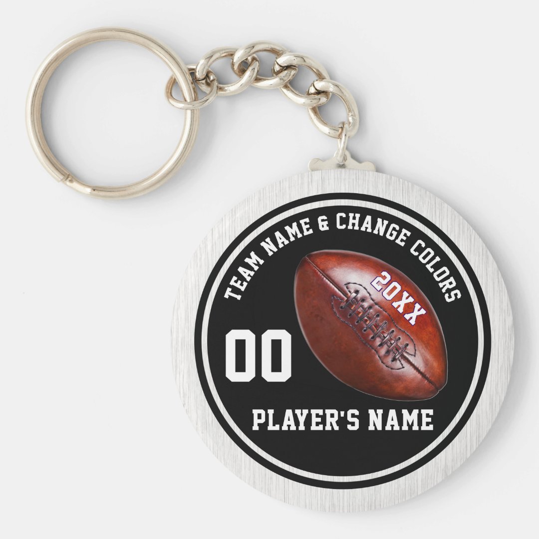 Black and White Football Keychains, Personalized Keychain | Zazzle