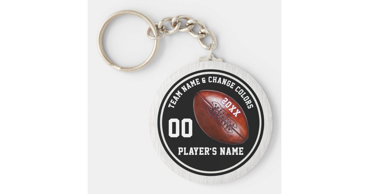 Black and White Football Keychains, Personalized Keychain | Zazzle