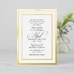 Black and White Formal Calligraphy Foil Wedding Foil Invitation | Zazzle