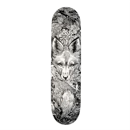 Black and white Fox + nature Skate Deck Skateboard | Zazzle.com