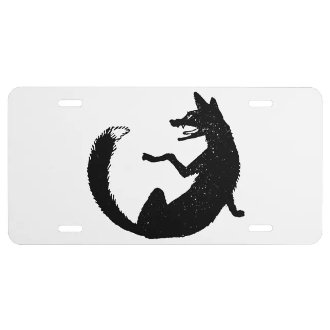 Black and White Fox Tribal Tattoo Symbol License Plate | Zazzle