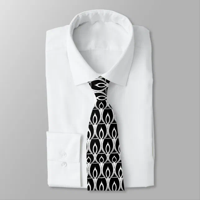 Black and White Geometric Abstract Pattern Neck Tie | Zazzle