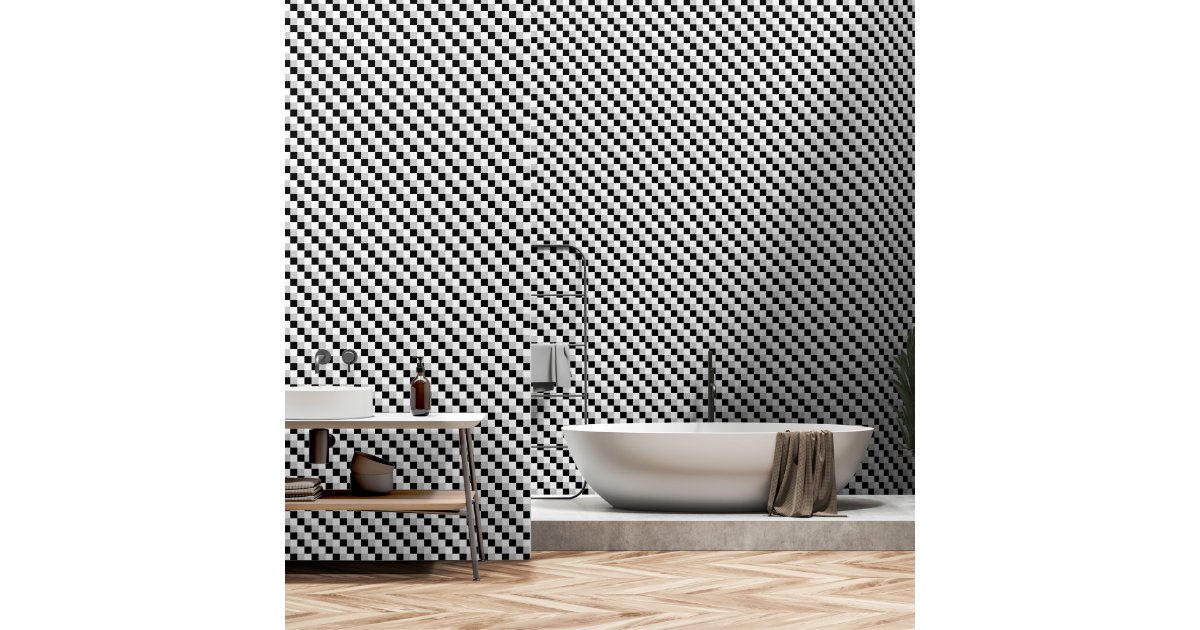 Black and White Geometric Checks | Lines Pattern Wallpaper | Zazzle