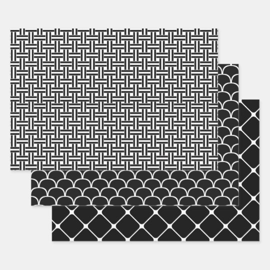 Black and White Geometric Designs Wrapping Paper Sheets | Zazzle.com