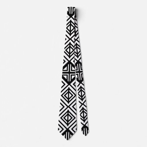 Black and White Geometric Diamond Pattern Neck Tie | Zazzle