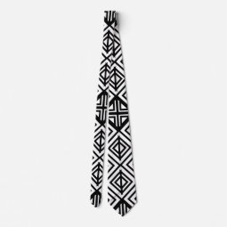 Black and White Geometric Diamond Pattern Neck Tie | Zazzle