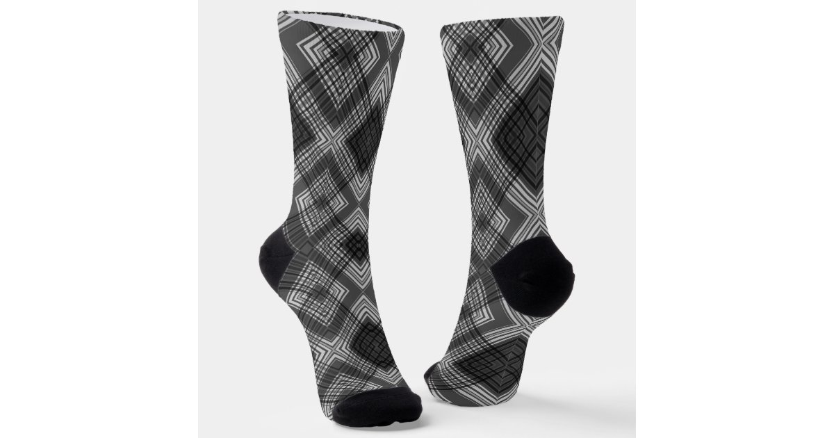 Black and white geometric diamond pattern socks | Zazzle