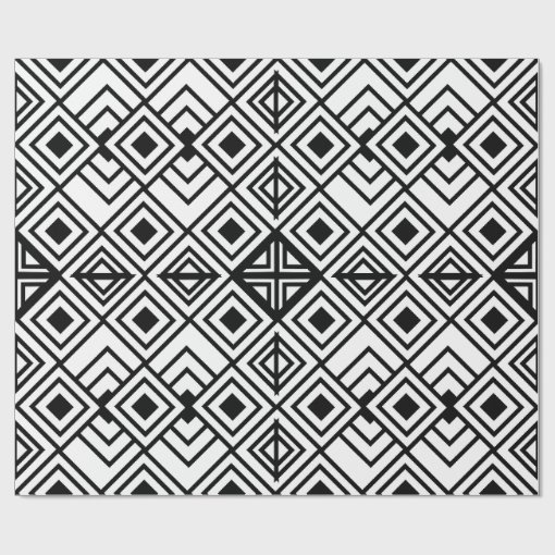 Black and White Geometric Diamond Pattern Wrapping Paper | Zazzle