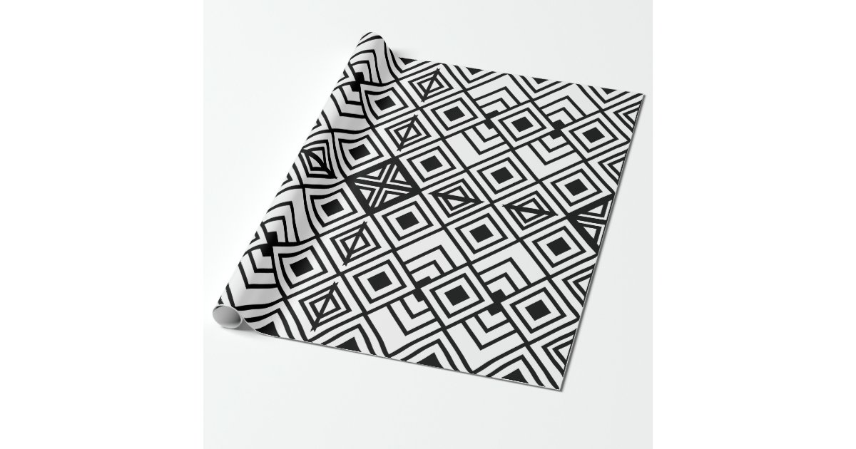 Black and White Geometric Diamond Pattern Wrapping Paper | Zazzle