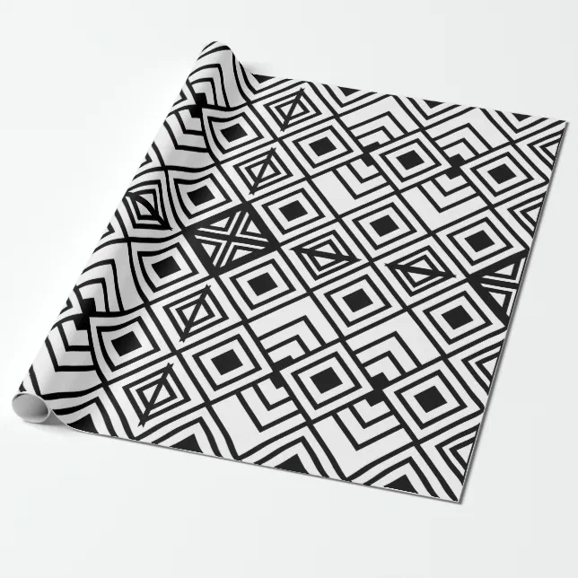 Black and White Geometric Diamond Pattern Wrapping Paper | Zazzle