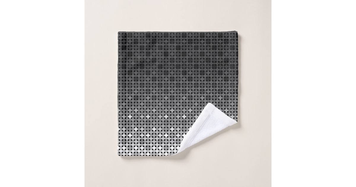 Black and white geometric gradient pattern wash cloth | Zazzle