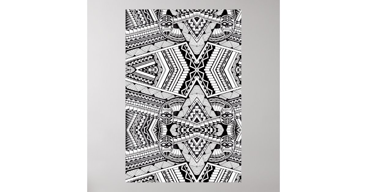 Black and White Geometric Mandala Tribal Pattern Poster | Zazzle