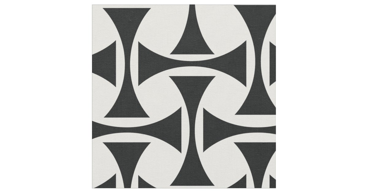 Black and White Geometric Pattern Fabric | Zazzle