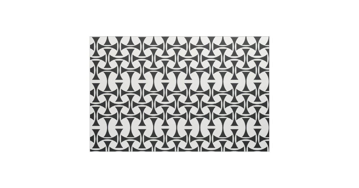 Black and White Geometric Pattern Fabric | Zazzle