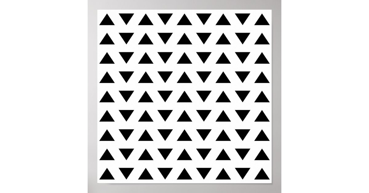 Black and White Geometric Pattern of Triangles. Poster | Zazzle