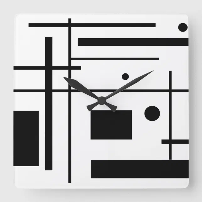 Black And White Geometric Shapes Clock | Zazzle