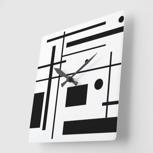 Black And White Geometric Shapes Clock | Zazzle
