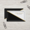 Black And White Geometric Shapes Gold Stripe Business Card | Zazzle