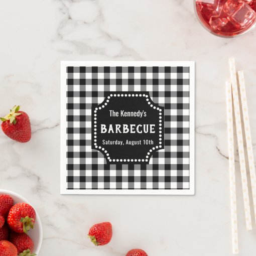 Black And White Gingham BBQ Napkins | Zazzle