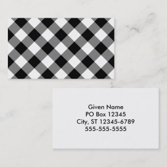 Black and White Gingham Business Card | Zazzle