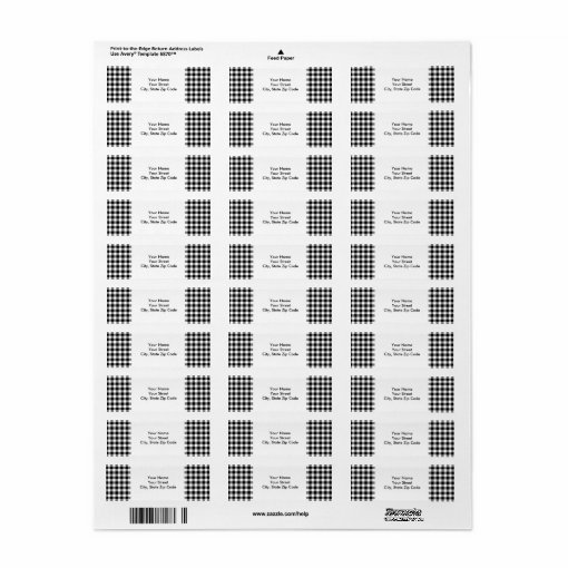 Black and White Gingham Pattern address label | Zazzle