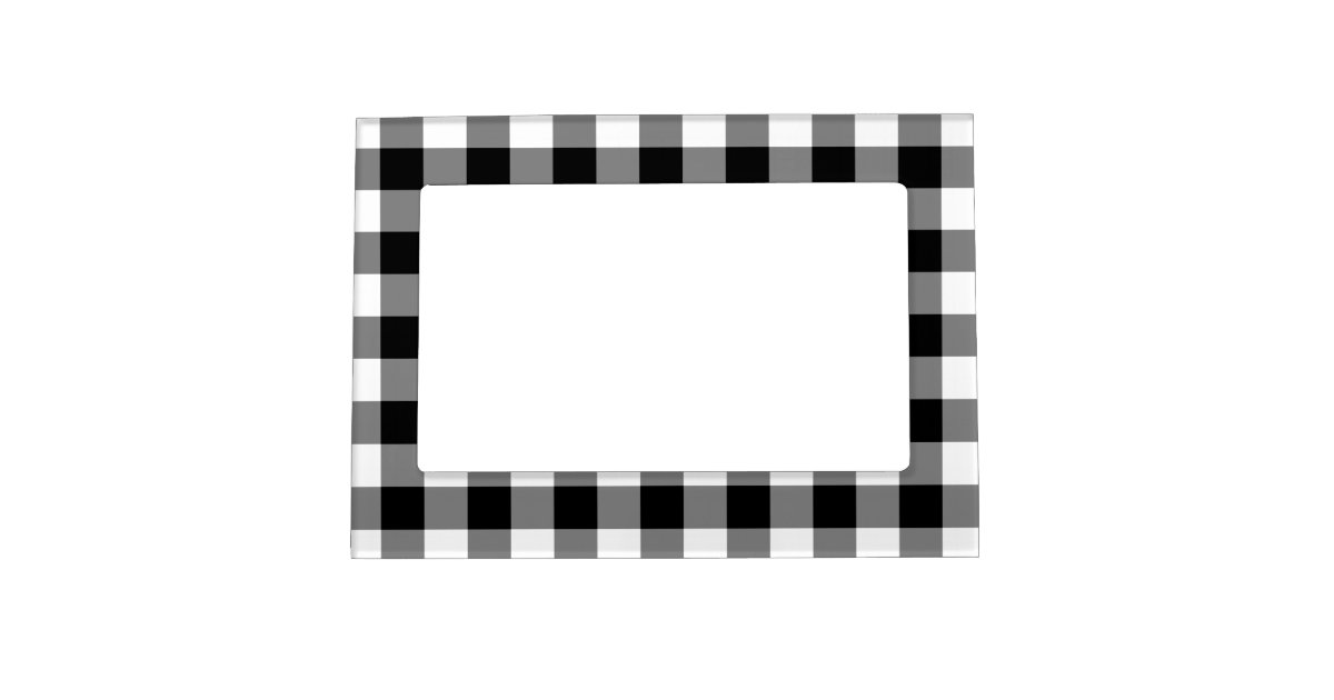 Black and White Gingham Pattern Magnetic Photo Frame | Zazzle