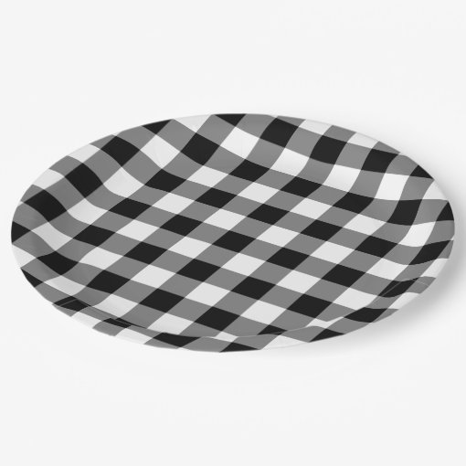 Black and White Gingham Pattern Paper Plates | Zazzle
