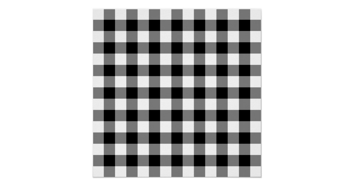 Black and White Gingham Pattern Poster | Zazzle