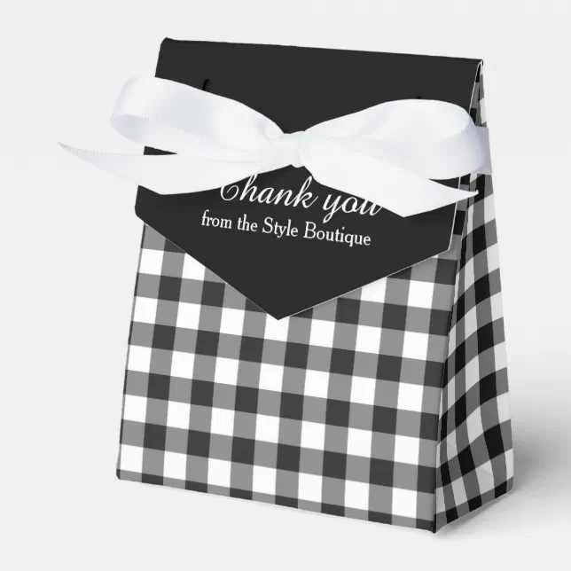 Black and white gingham pattern thank you gift box | Zazzle