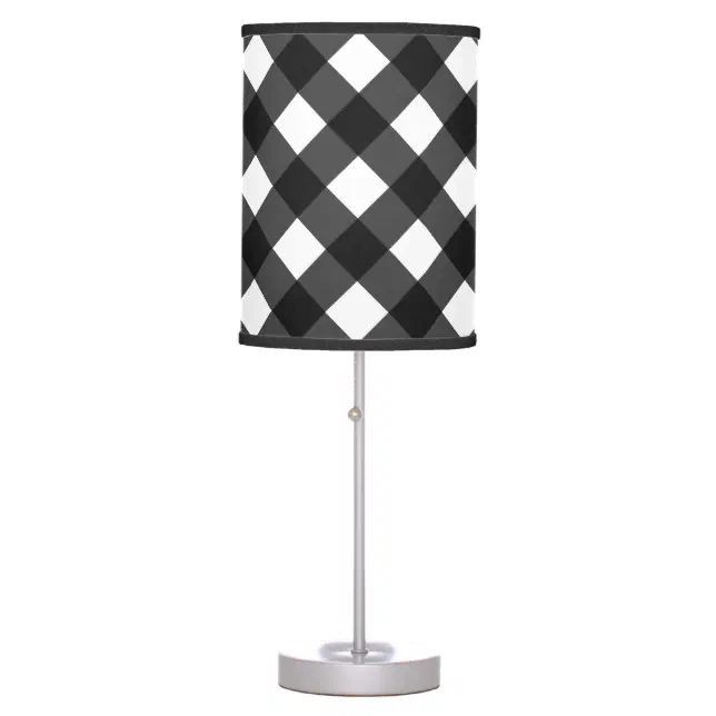Black and White Gingham Table Lamp | Zazzle