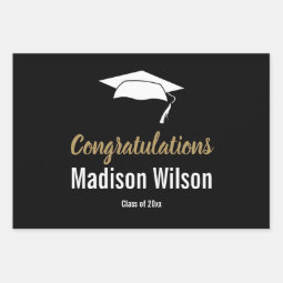Black and White Graduation Congratulations Wrapping Paper Sheets | Zazzle