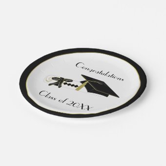 Black and White Graduation Custom Paper Plates | Zazzle
