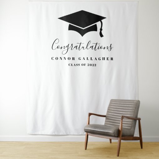 Black And White Graduation Party Backdrop | Zazzle
