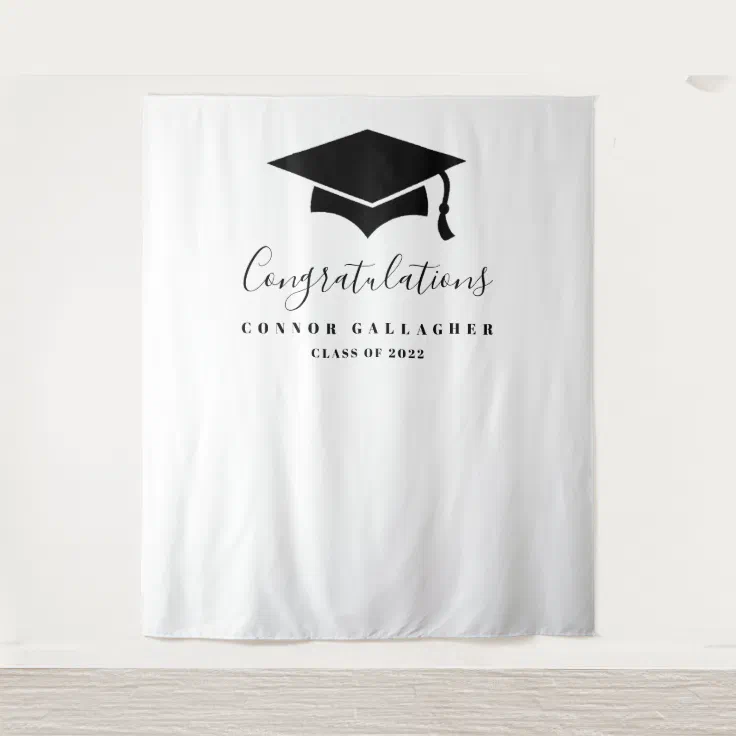 Black And White Graduation Party Backdrop | Zazzle