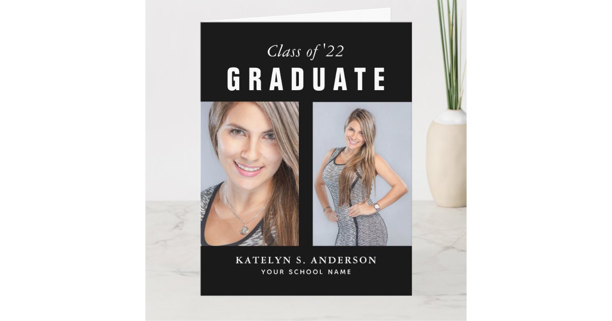 Black and White Graduation Photo Collage Card | Zazzle