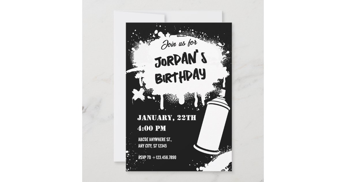 black and white Grafitti Invitation | Zazzle