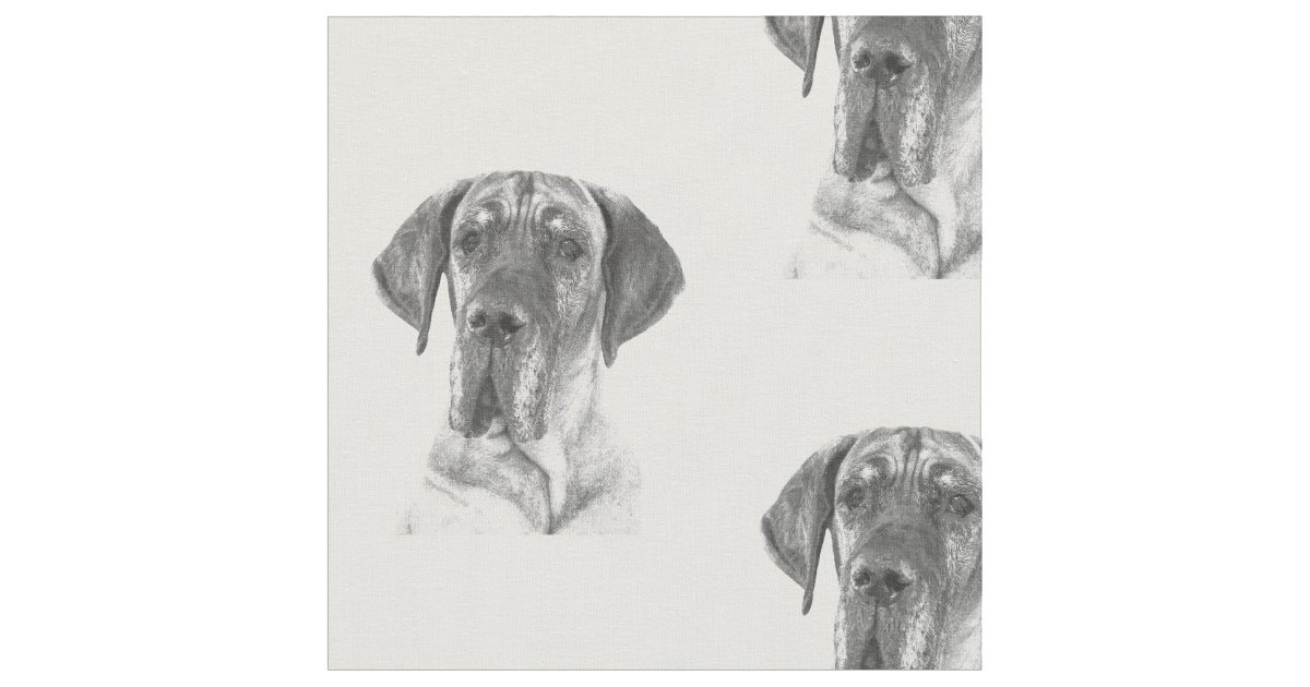 Black and White Great Dane Fabric | Zazzle
