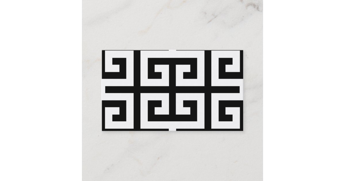 Black and White Greek Key Business Card | Zazzle